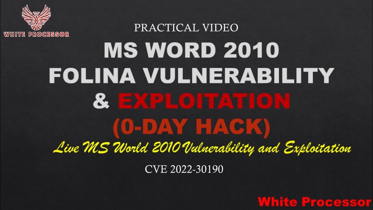 Follina MSDT Vulnerability (CVE-2022-30190) Exploitation || White ...