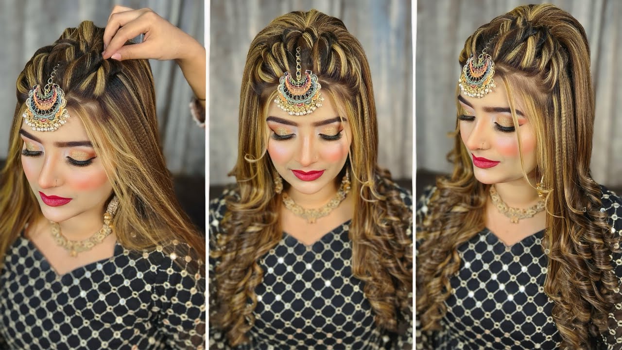 Open hairstyle easy and beautiful | front hairstyle for engagement ...