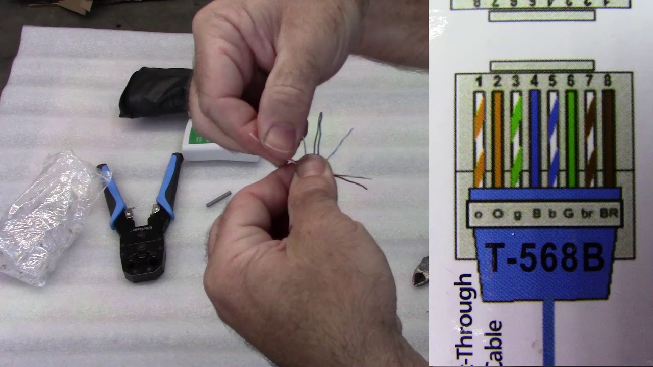 How to make RJ45 Network Patch cables. Cat 5E and Cat 6 - YouTube