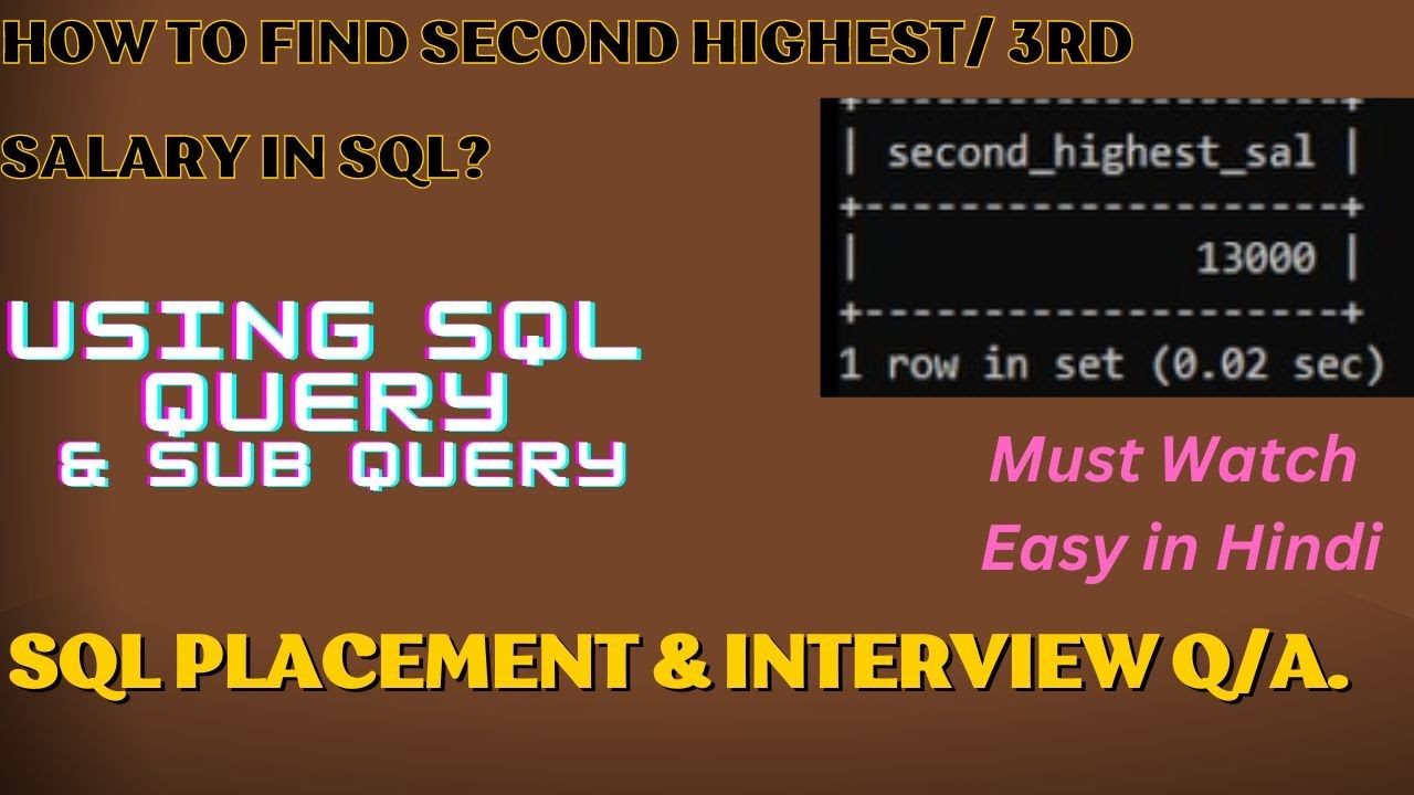 How To Find Second Highest Salary In SQL Different 2 Method Imp How To Find Second Highest Salary In SQL Different 2 Method Imp