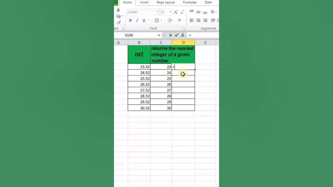 #int= returning the integer portion of a number || MS Excel || #gk_yt #excel #formula1 - YouTube