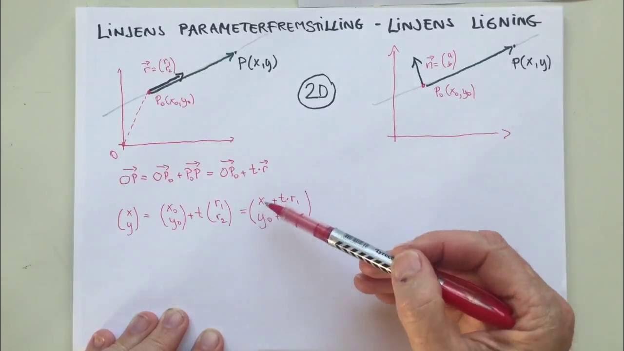 Linjens parameterfremstilling og ligning i 2D - YouTube