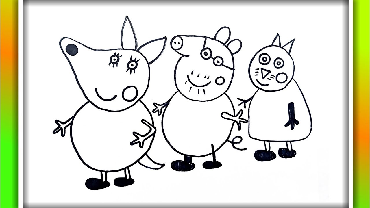 How to draw Pippa Pig's Daddy & Frinds | Teen Pippa Pig Drawing ...
