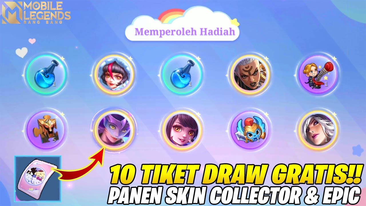 DAPAT SKIN COLLECTOR DARI TIKET DRAW GRATIS DI EVENT MLBB X HELLO KITTY ...