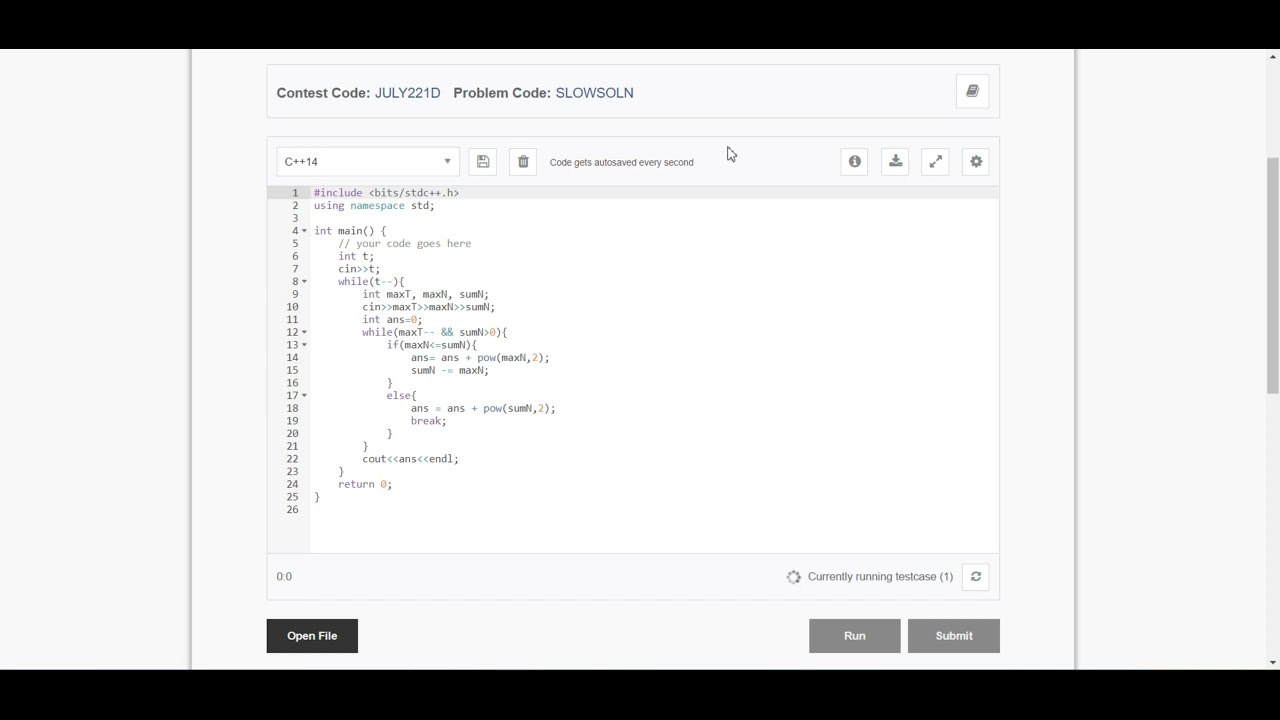 Slow Solution Codechef July Long Youtube