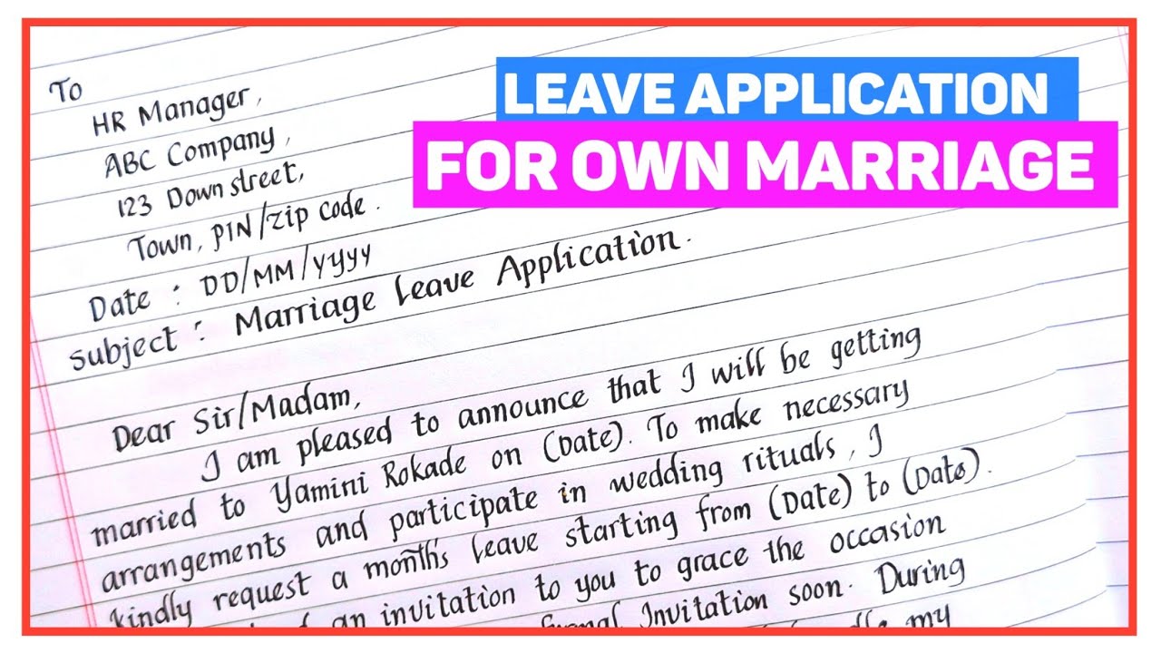 How to Write a Leave Application For Marriage? | Leave Application For ...