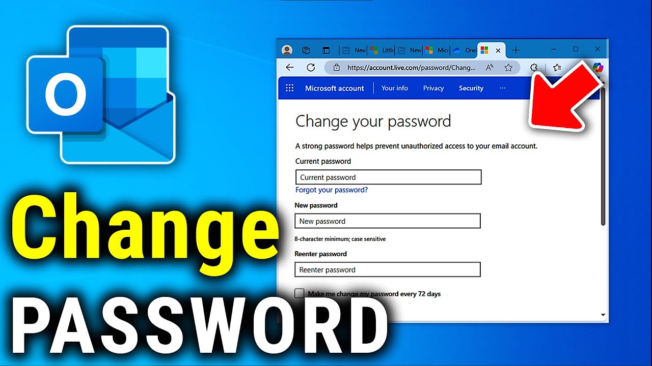 How to Change Password in Microsoft Outlook Account on PC - YouTube