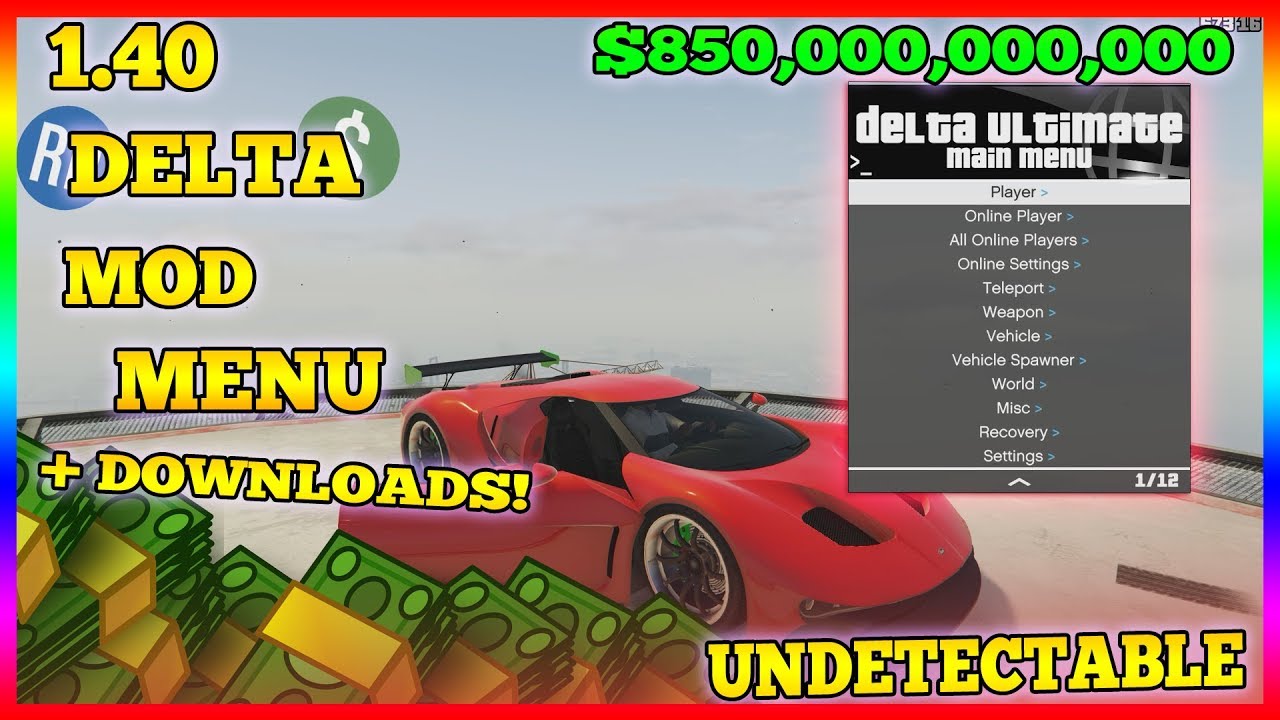 GTA V PC ONLINE 1.40 DELTA MOD MENU WITH RP AND MONEY DROP (UNDETECTED ...