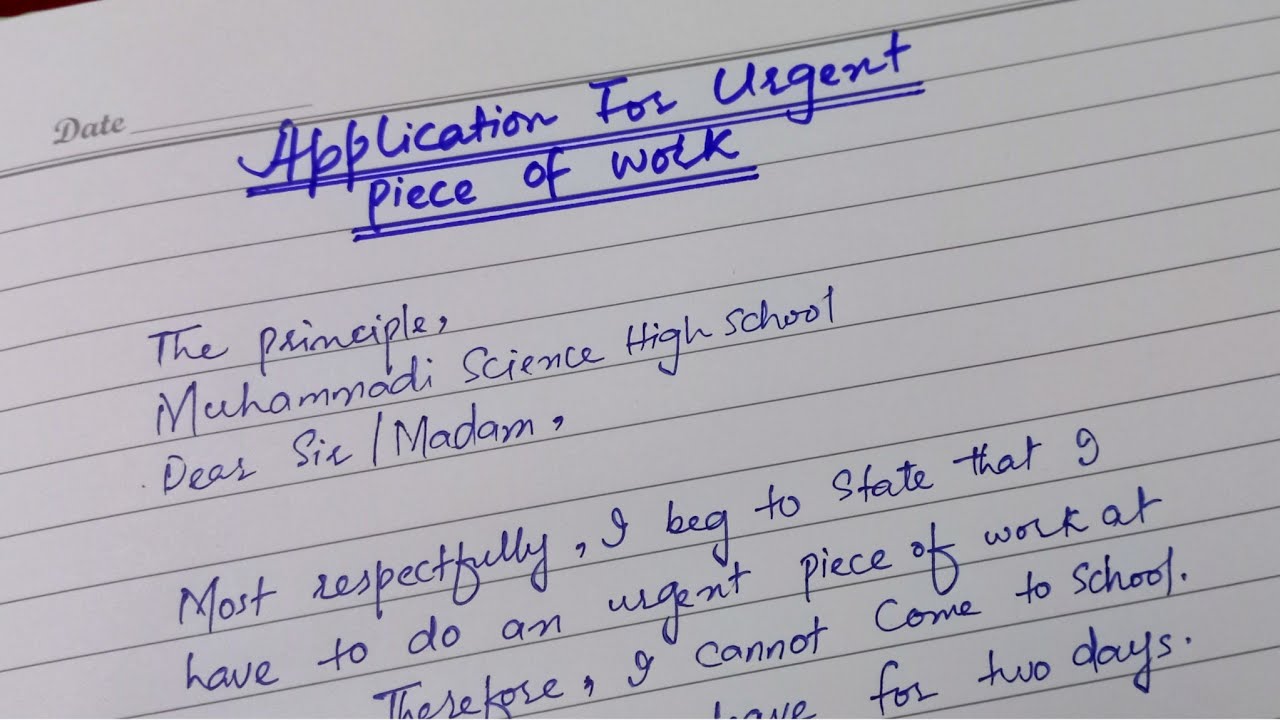 How to write an Application For Urgent Piece Of Work In English - YouTube