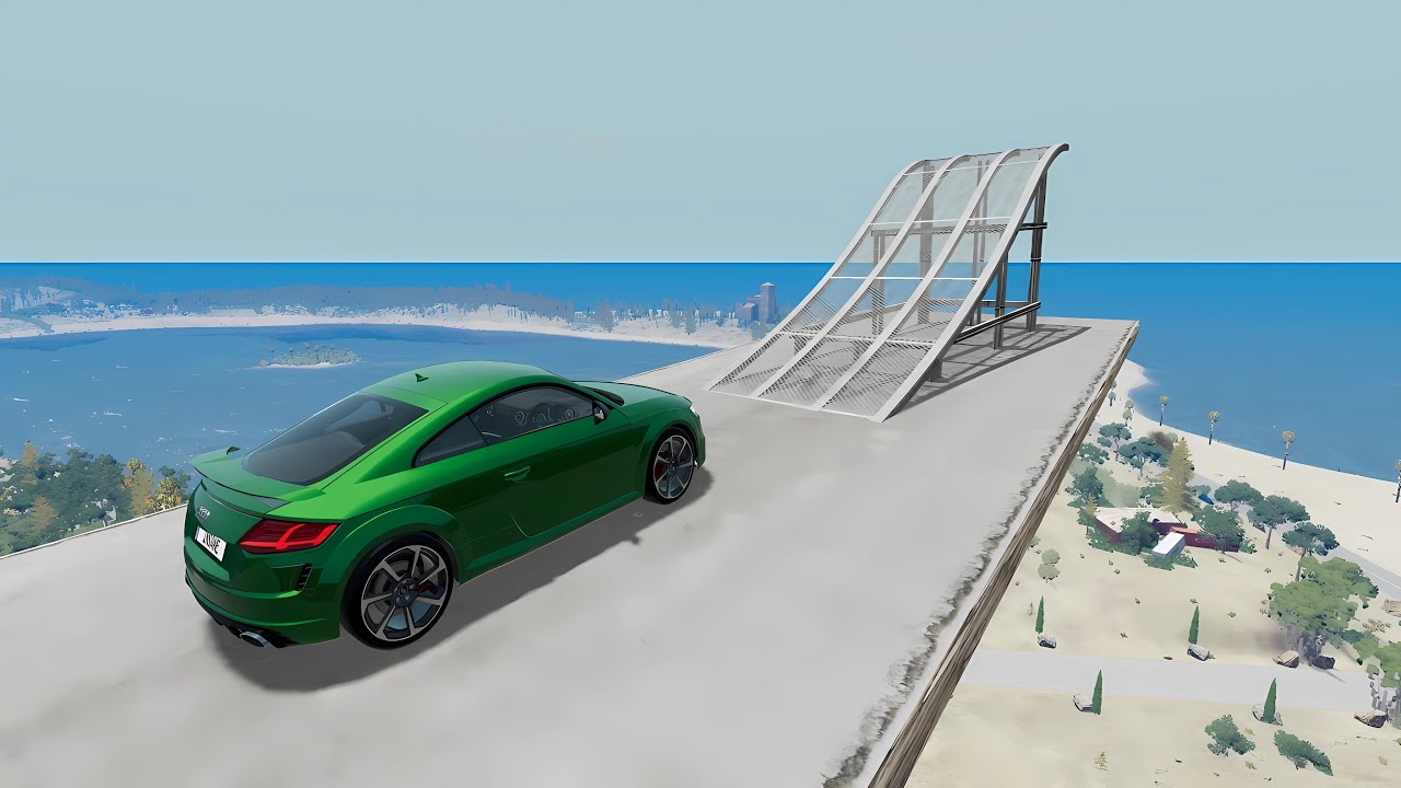 BEAMNG DRIVE I DROVE OVER THE BRIDGE INTO THE CITY RIVER - YouTube