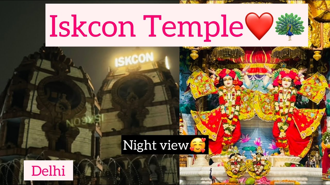Iskcon temple night view ️🦚 | HARE KRISHNA | #radheradhe #krishna # ...