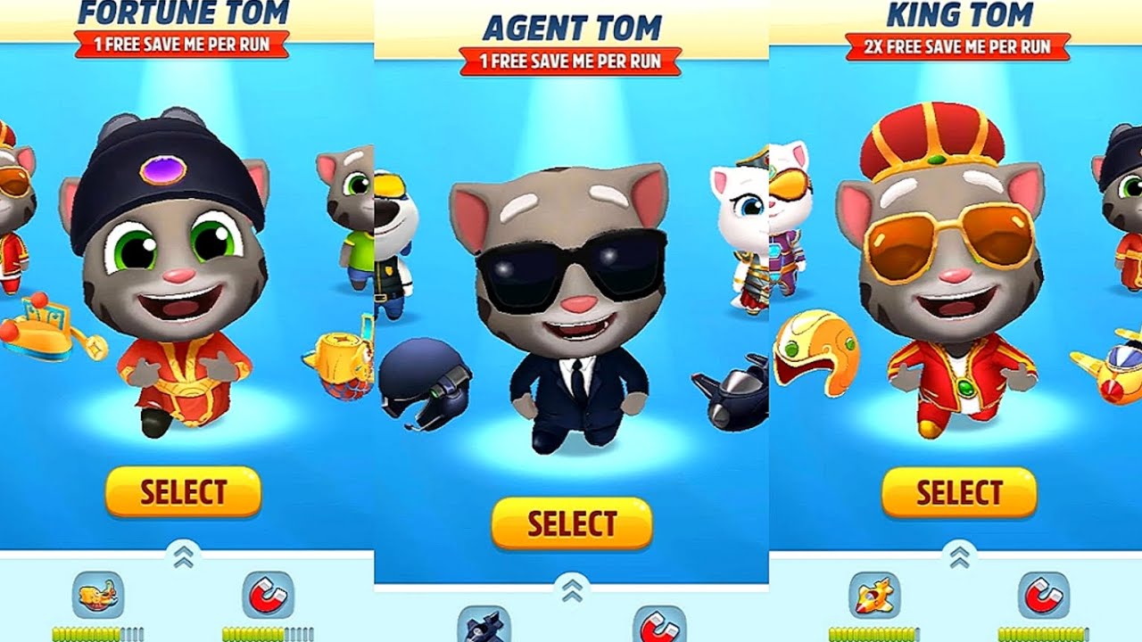 TALKING TOM GOLD RUN GAME - FORTUNE TOM, AGENT TOM, KING TOM vs RACCOON ...