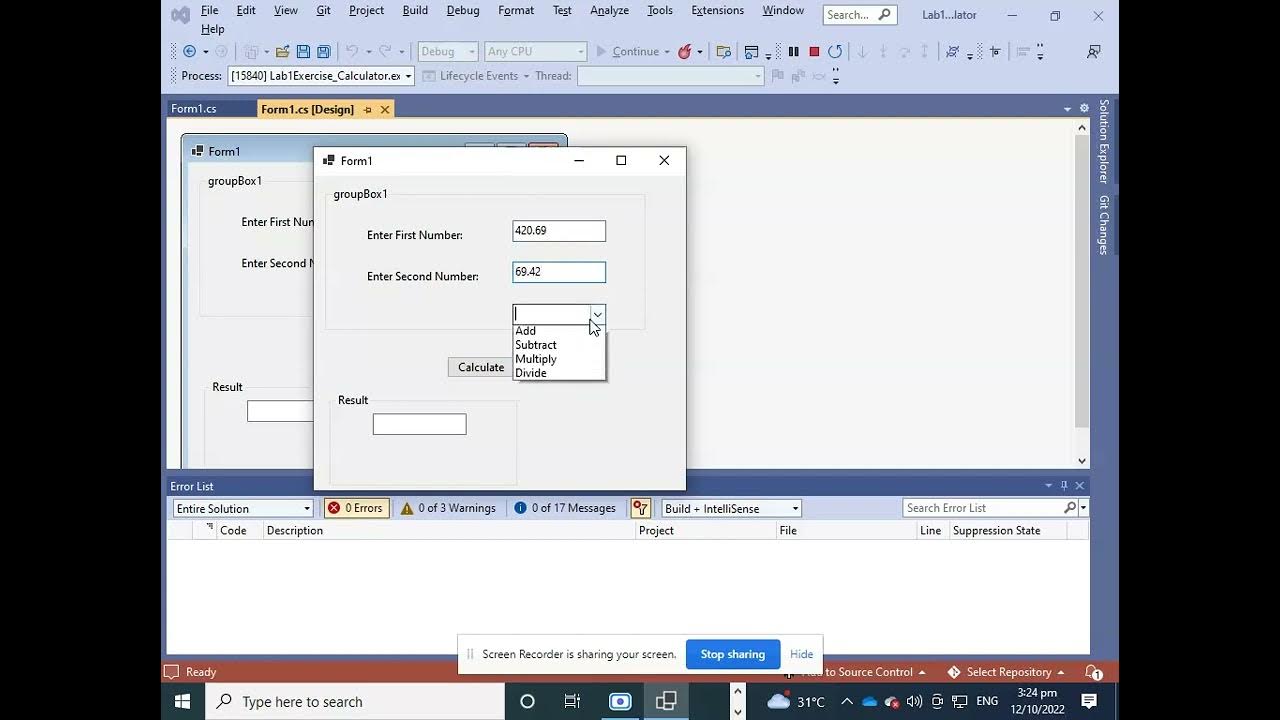 Simple Calculator using C# Windows Form Apllication - YouTube
