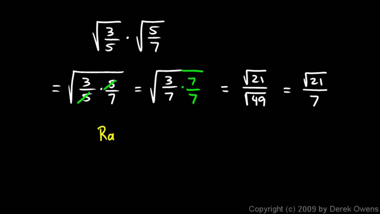 Algebra 1 11.7c - Simplifying Radicals with Fractions - YouTube