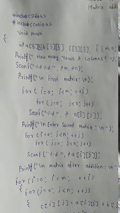 C language matrix addition - YouTube