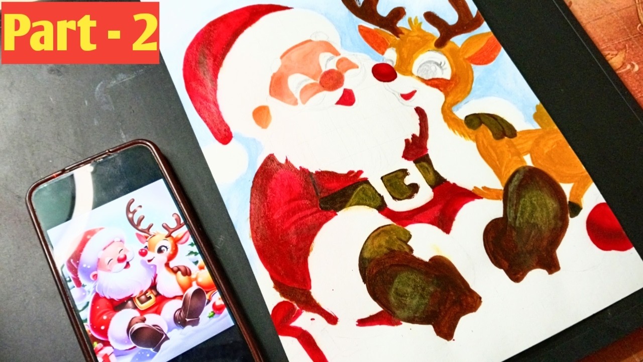 Santa Claus Drawing, Merry Christmas Drawing, Acrylic painting tutorial ...