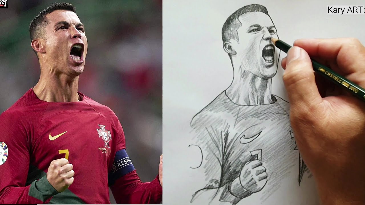 Cristiano Ronaldo pencil sketch // Kary Art step by step drawing ...