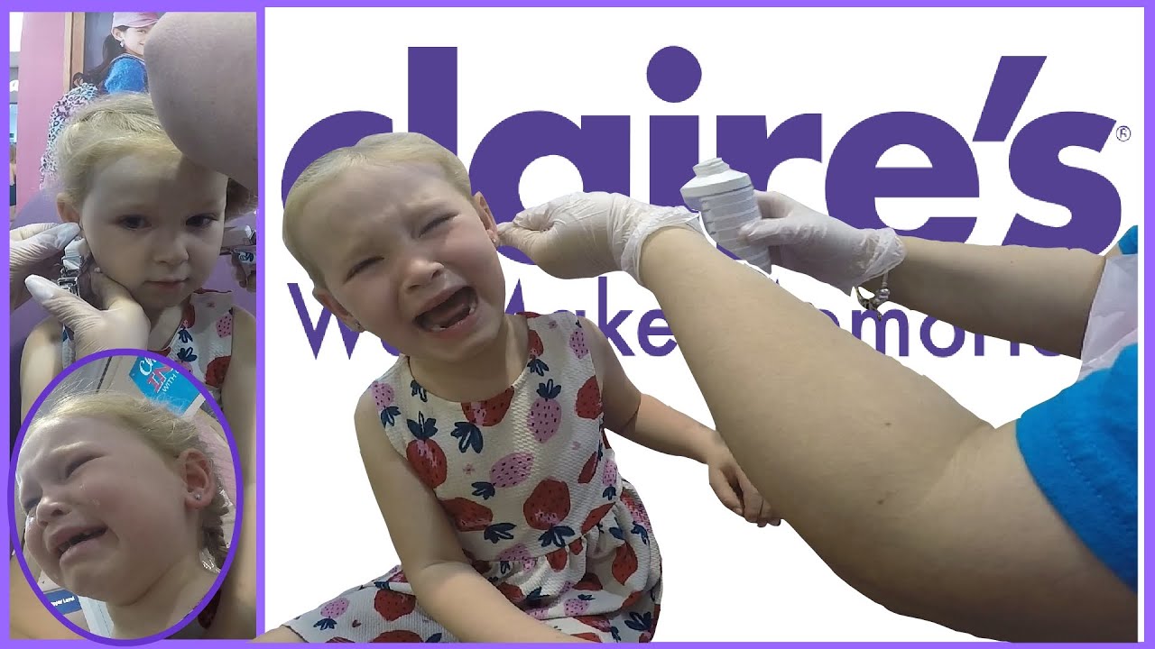 Little Girl Gets Ears Pierced For 1st Time (OUCH!!!) - YouTube