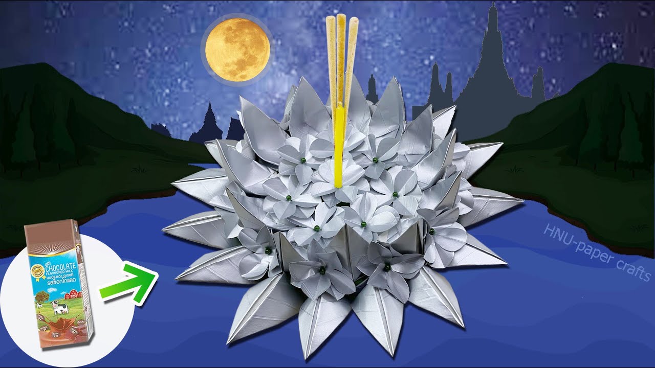 HNU318 กระทงกระดาษ-Loy Krathong Day-Paper Crafts-กระทงจากเศษวัสดุ-กระทง ...