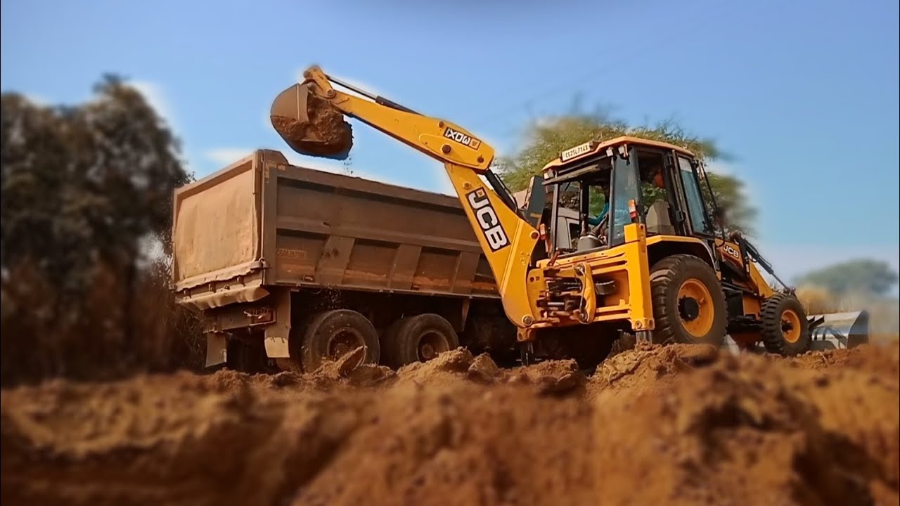 JCB eco 3Dx and tata Truck 💥 red mitti loading Kishan digging his field - YouTube