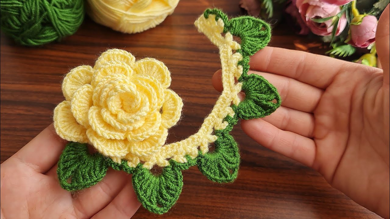 3D⚡Wow Amazing 💯👌 Super very easy crochet rose flower motif making for ...
