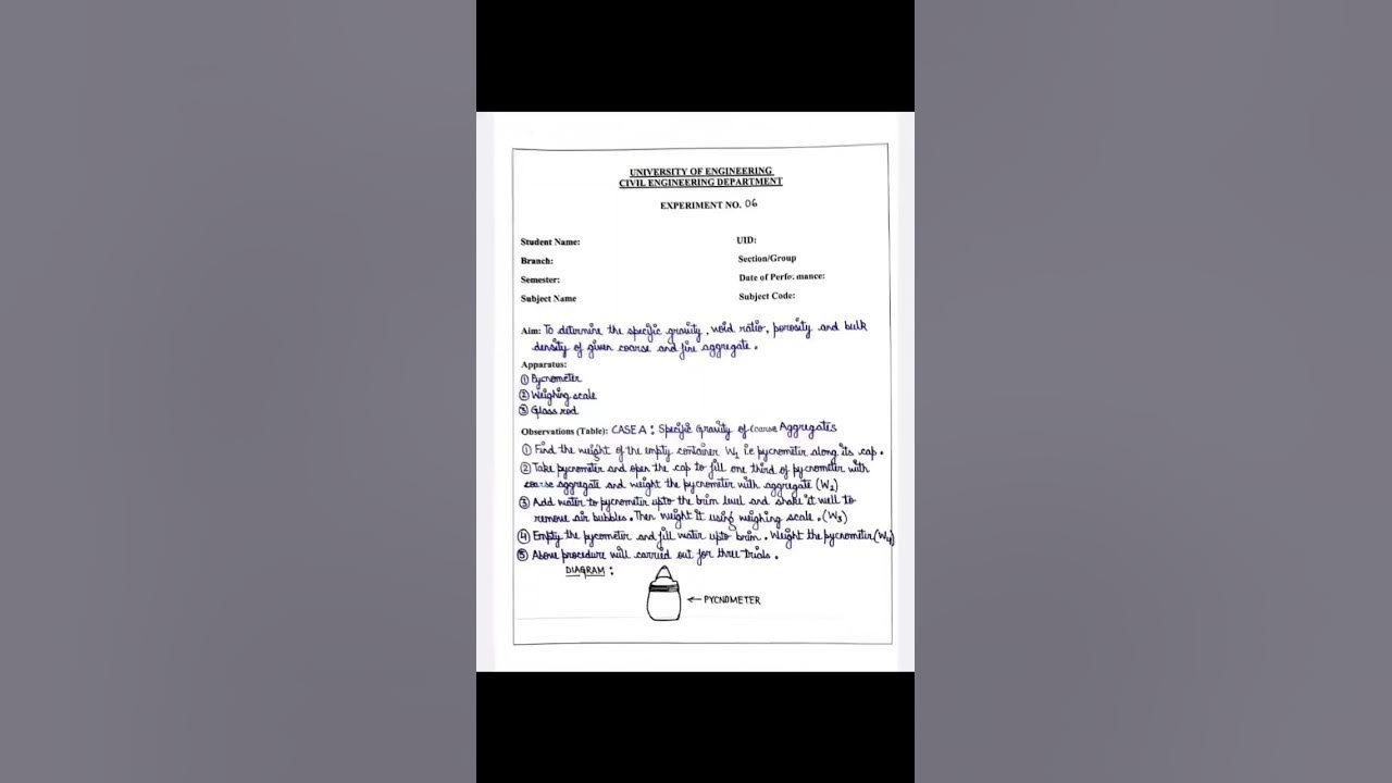 To determine specific gravity, void ratio, porosity and bulk density of fine and coarse ...