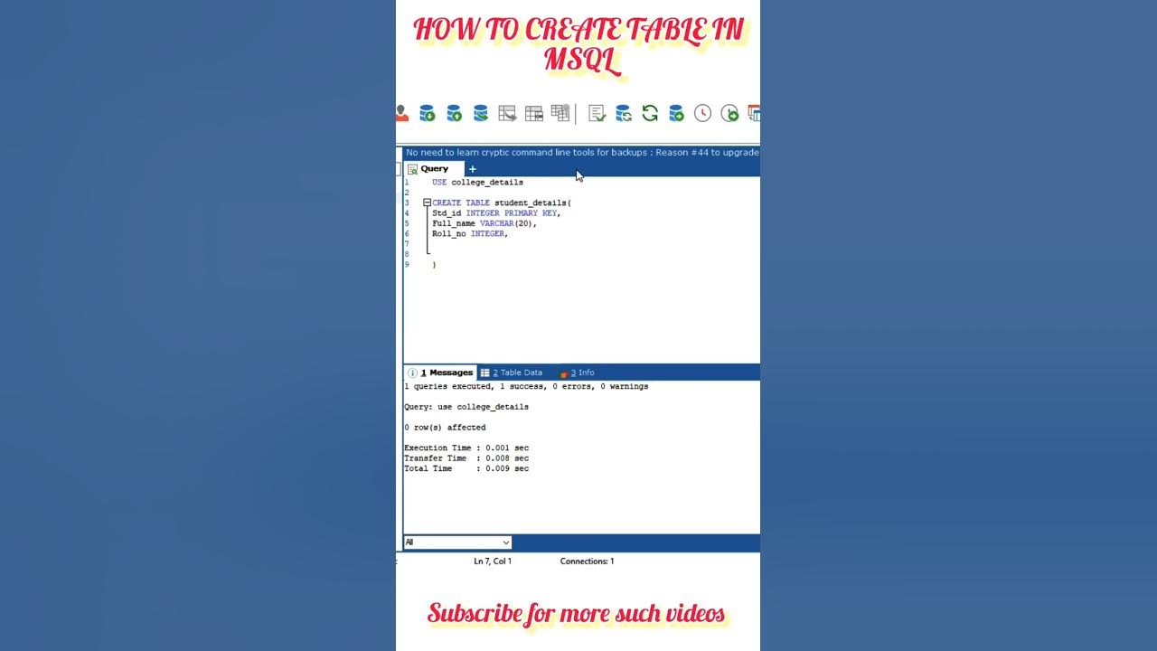 Create Table In Mysql Shorts Shortsvideo Mysql Mysqltutorials Youtube