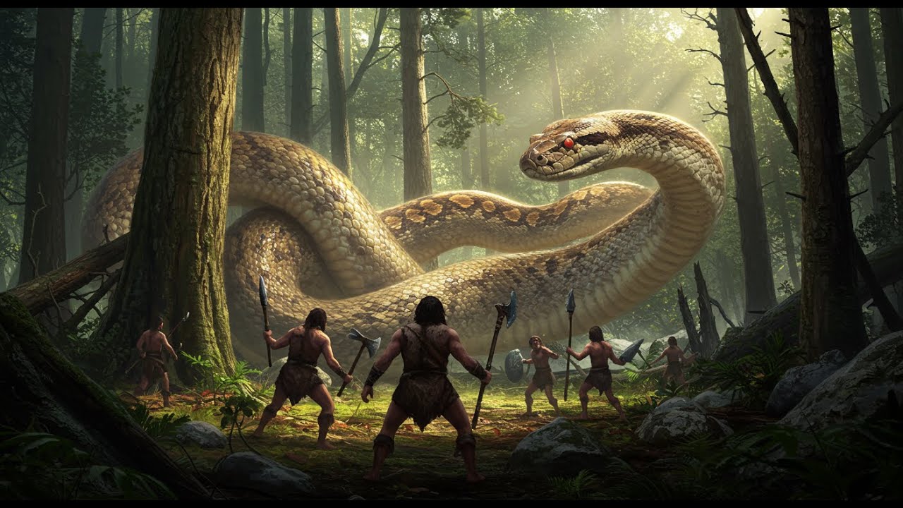4.8 Million Years Ago: Prehistoric Man Fights Giant Python Monster ...
