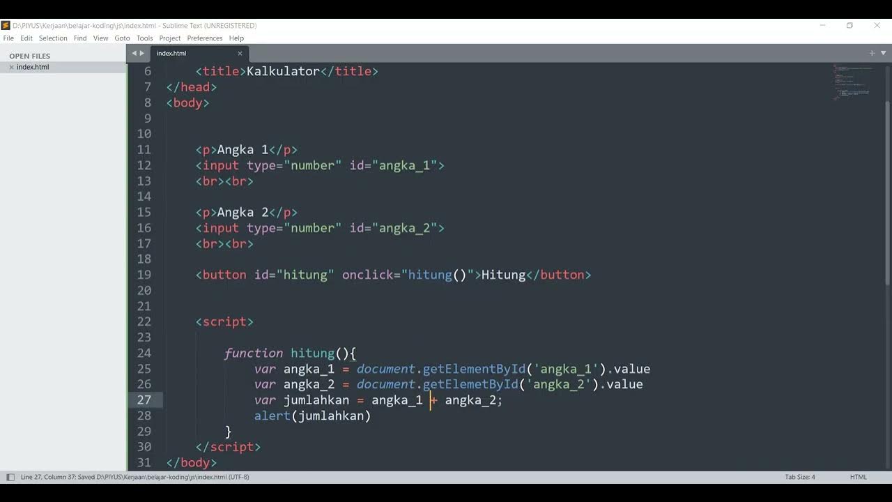 BELAJAR JAVASCRIPT DASAR MEMBUAT KALKULATOR - YouTube