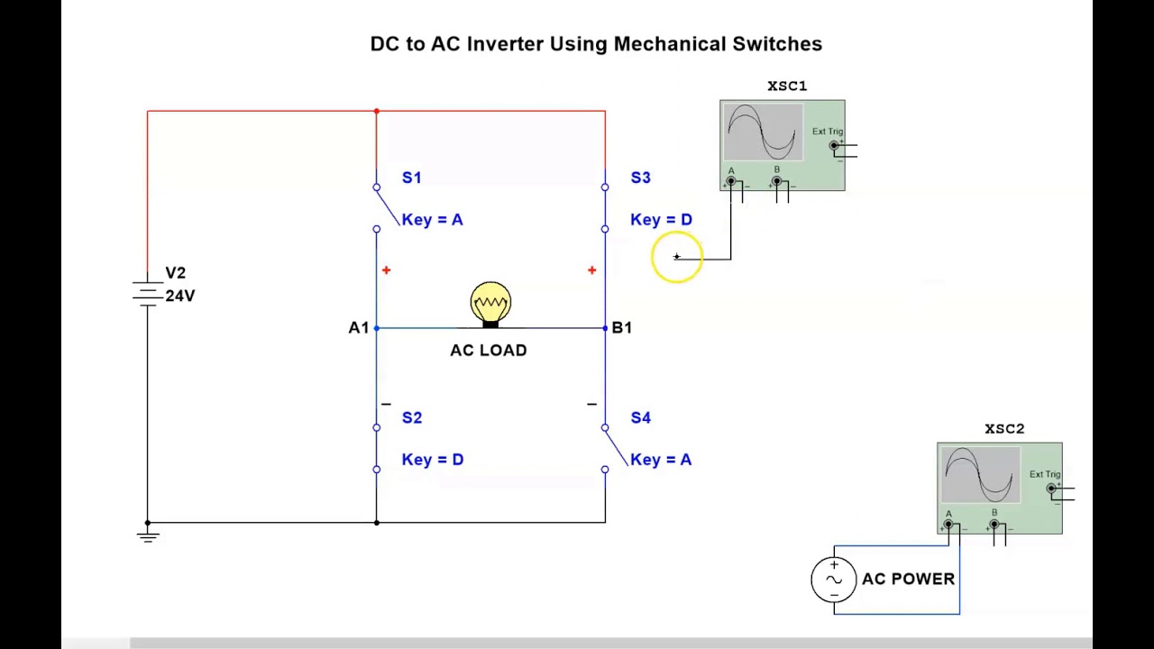 Single Phase Inverter Simulation Using Mechanical Switches - YouTube
