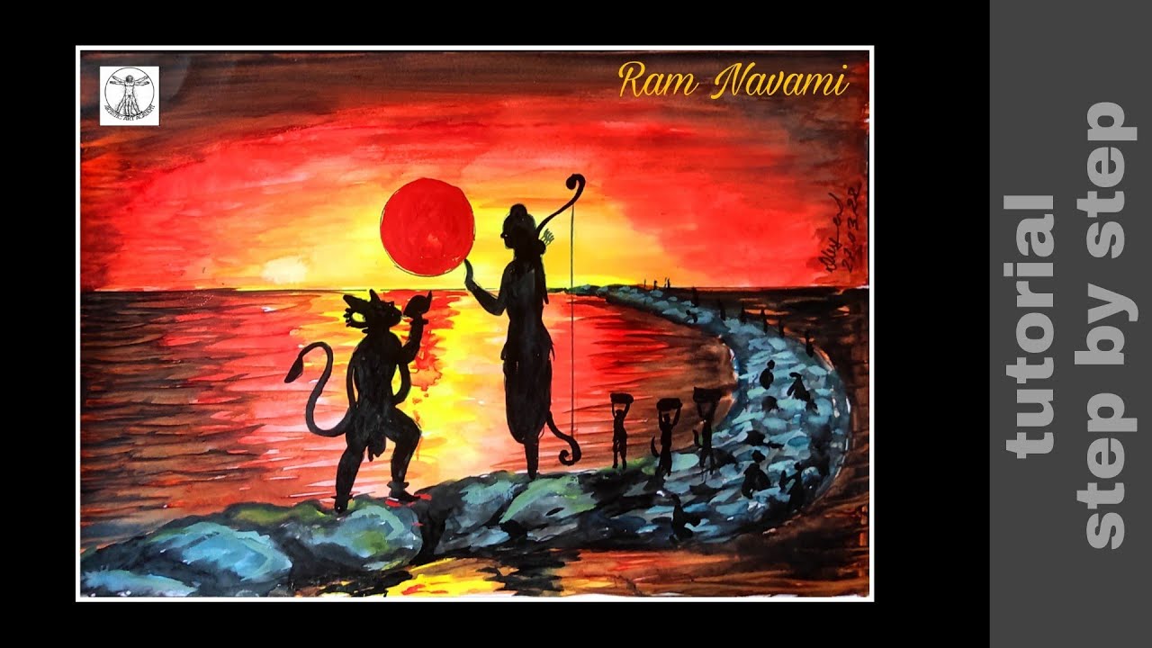 Easy Lord shree Ram with Hanuman ji drawing/Ram Navami drawing/Shree ...