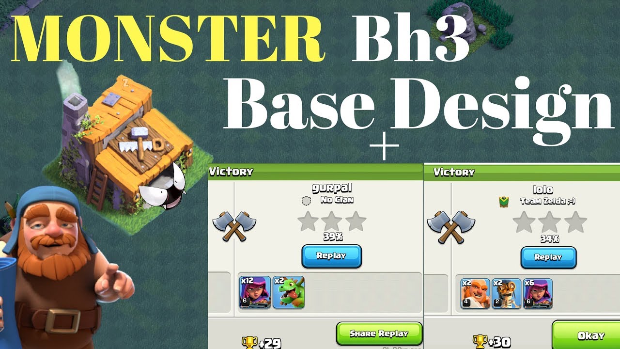 Bh3 VS Bh4|Best BUILDER HALL 3 Base Design|Anti 3 star base Clash Of ...