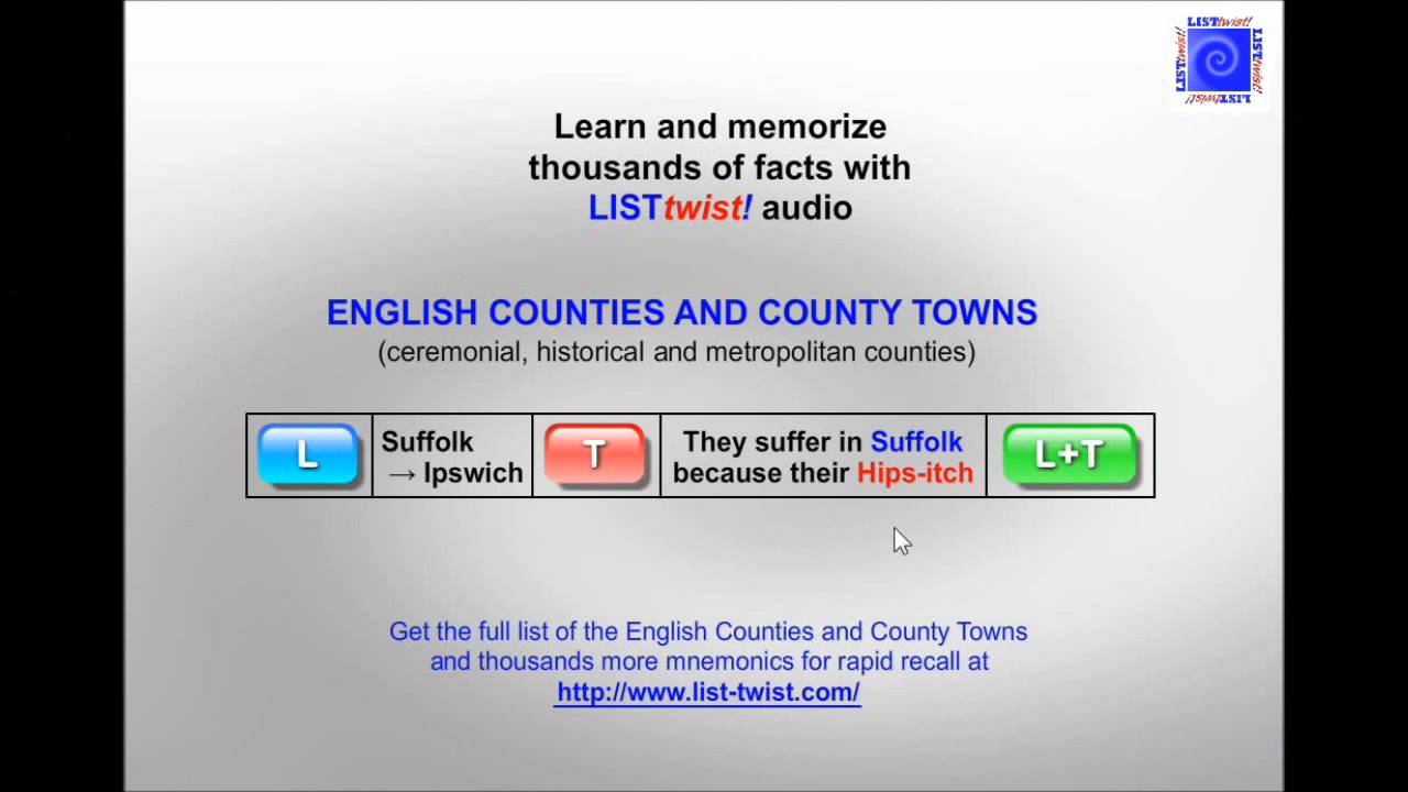 memorize all the English counties and county towns - YouTube