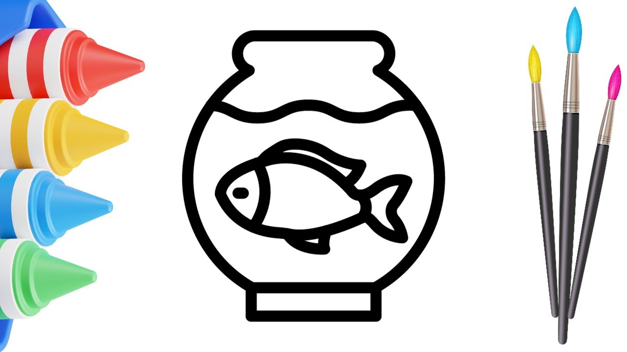 How To Draw Fish Aquarium | Fish Aquarium Drawing | Draw Fish Bowl ...