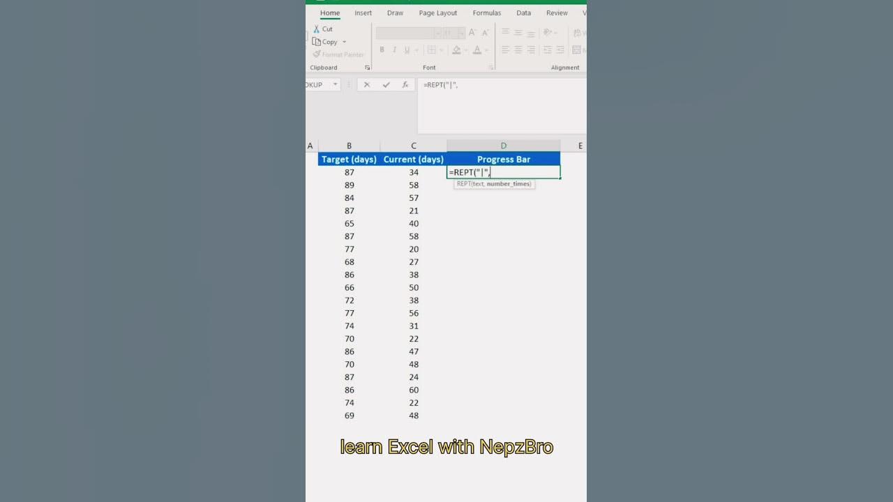 Learn how to create a progress Bar in an excel !! #excel #exceltips #excelworld # ...