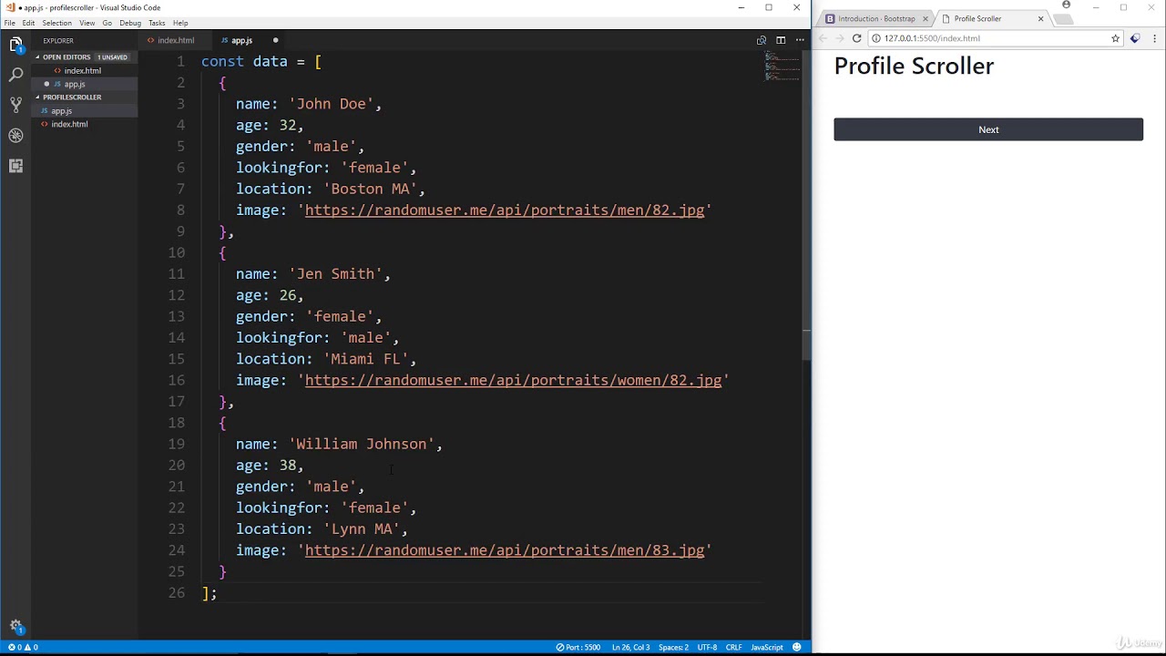89. Profile Scroller - Iterator Mini Project - YouTube