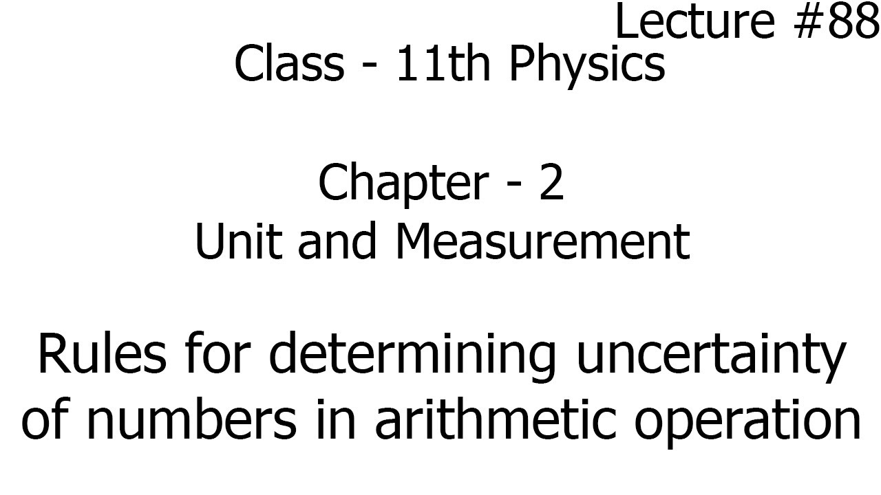 rules for determining uncertainty of numbers in arithmetic operations ...