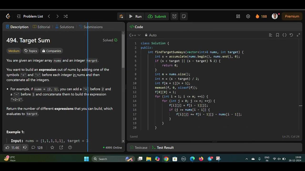 Target Sum|#leetcode #potd | 26-12-2024| |@DecodeMaster01 - YouTube