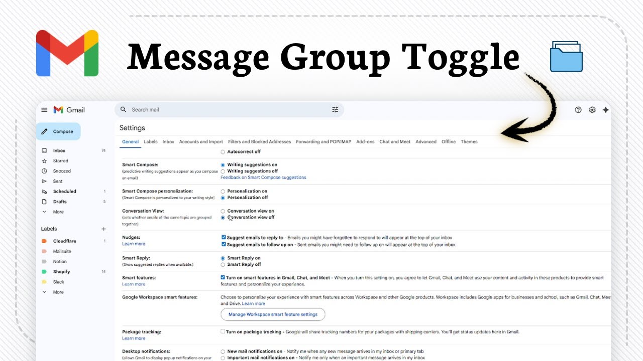 How to turn off conversation view in Gmail (Thread Toggle) - YouTube