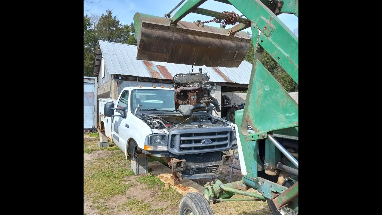 5.4 Ford engine removal from the Service Trucks, old school hydraulic ...
