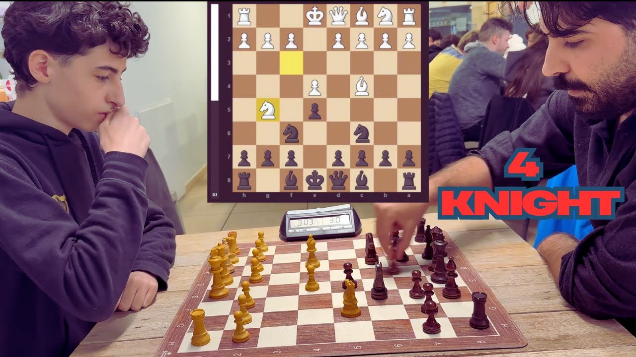 4 knight defense: pawn sacrifice in the opening - YouTube