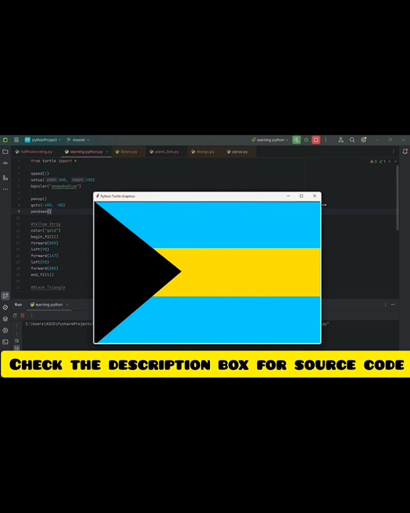 Bahamas Flag In Python Turtle Coding Pythonturtle Pythonprogramming Turtleprogramming Youtube