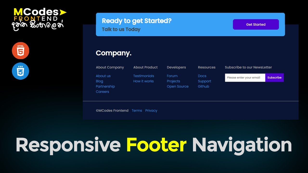 How To Create Responsive Footer Navigation Bar Using Html And Css In 7657
