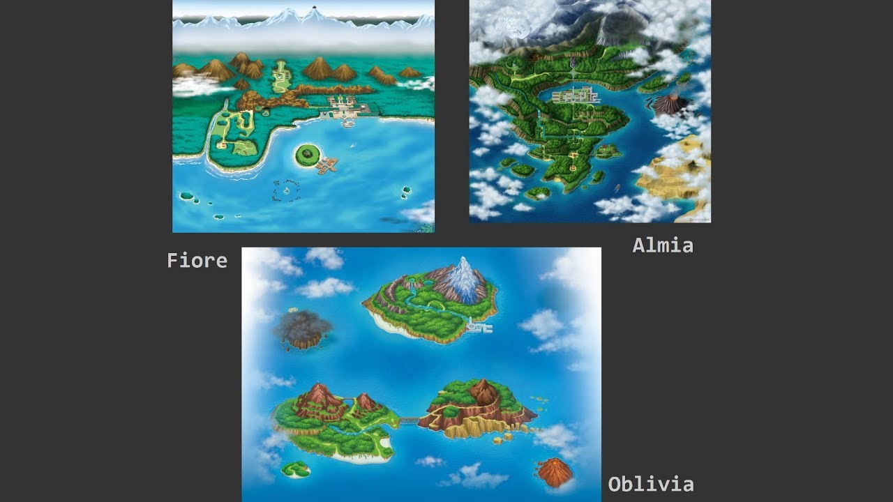 Pokemap 10 : Fiore, Almia, Oblivia : Présentation des régions de ...