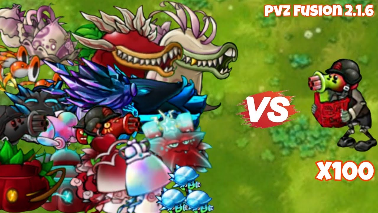 10 Ultimate Plants VS 100 Gatling Cherry Newspaper Zombies - PVZ FUSION ...