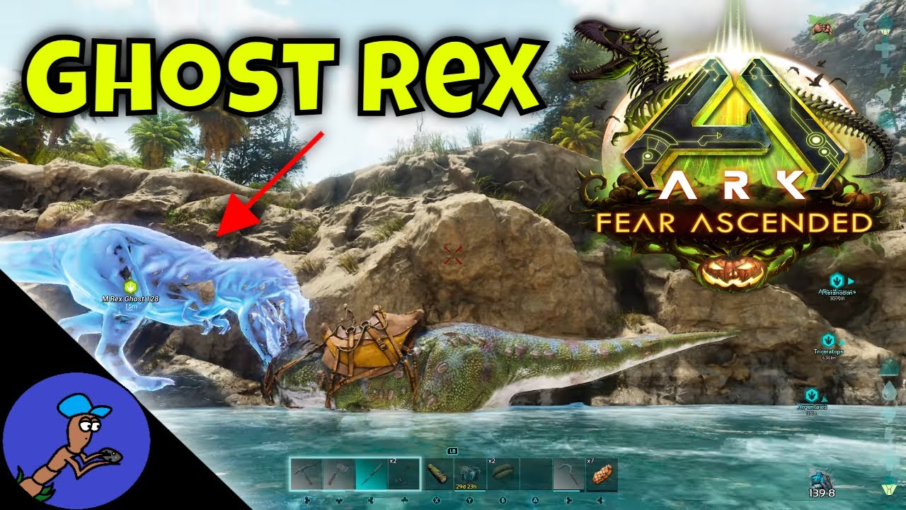 Halloween Horror in Ark Battling a Ghost Rex & Skeleton Carno - YouTube