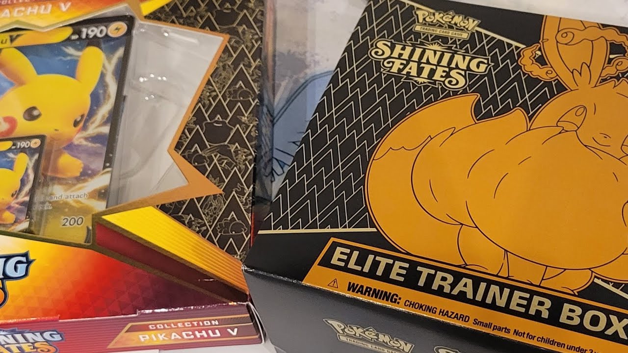 Pokemon Shining Fates etb plus Pikachu box and mysterie tin opening ...