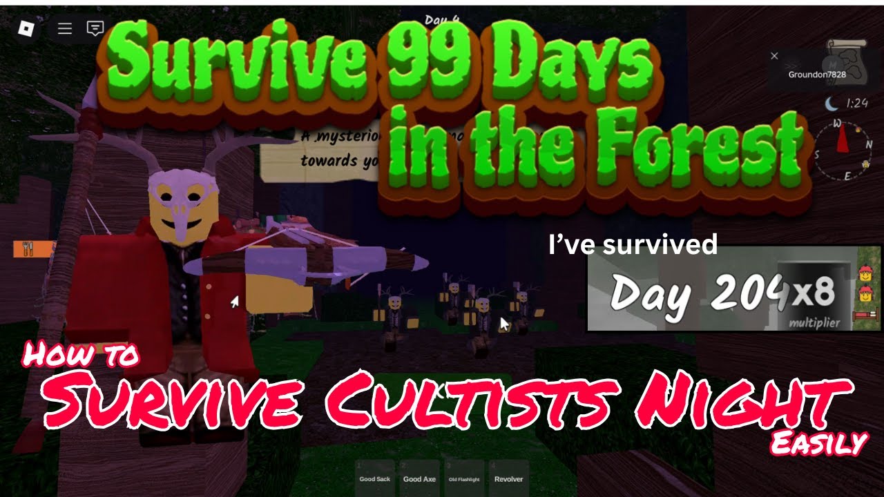 How to Survive Cultist Attacks in Survive 99 Days in the Forest – Easy Tricks! Beginners Gear ...
