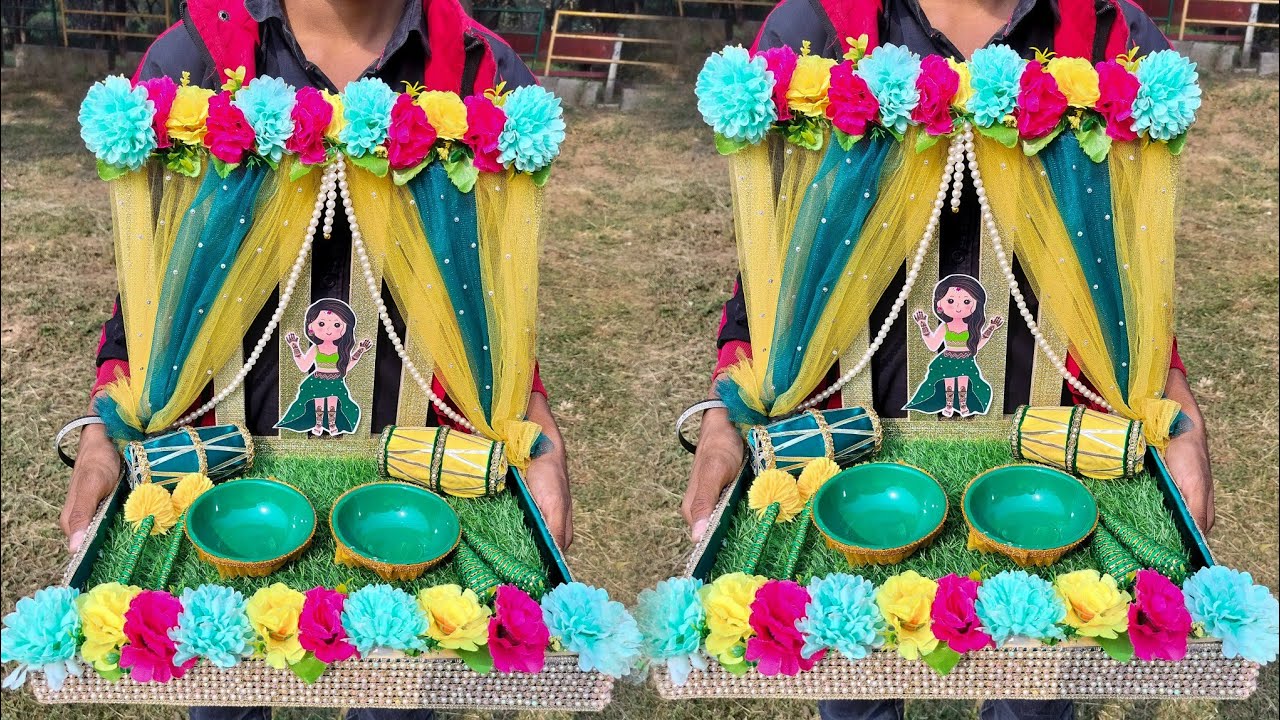 How to make haldi/ Mehndi 💚💛 /Haldi platter Diy/ Haldi Thali Decoration ...