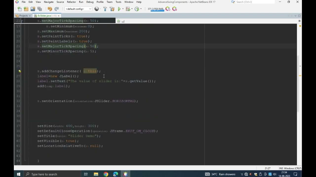 How To Create Slider In Java Swing In Apache Netbeanscodewithharry Learncodewithdurgesh Youtube